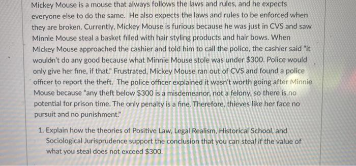 Mickey Mouse is a mouse that always follows the laws | Chegg.com
