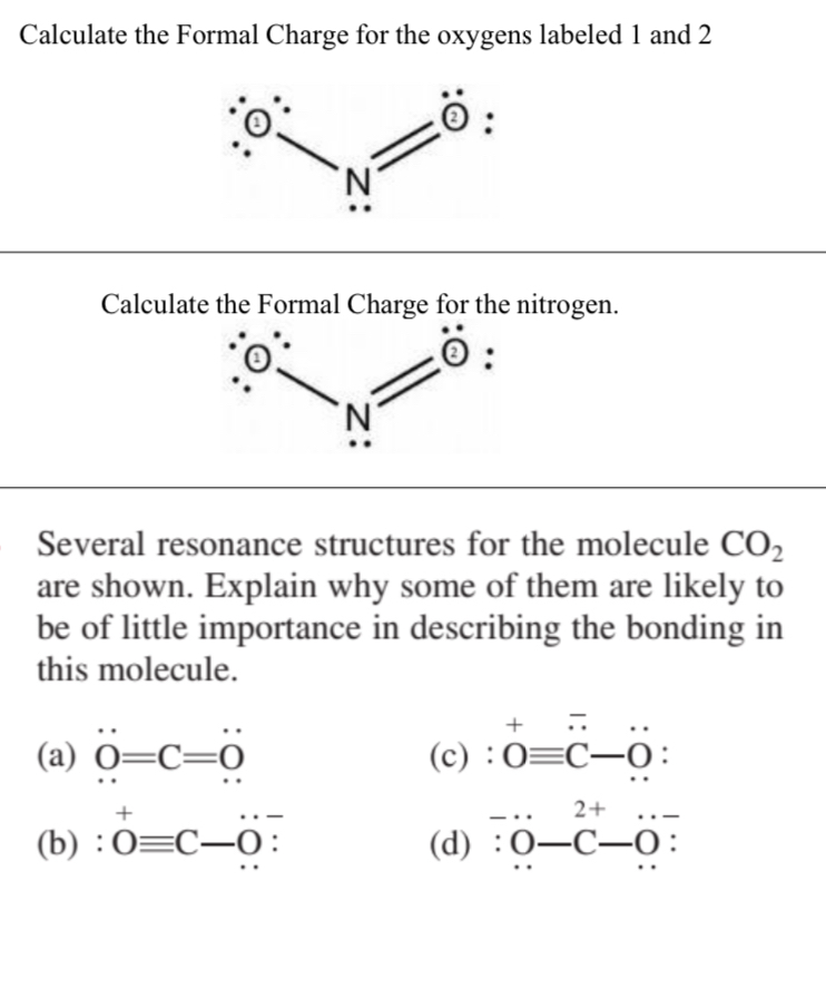 Solved Calculate the Formal Charge for the oxygens labeled 1 | Chegg.com