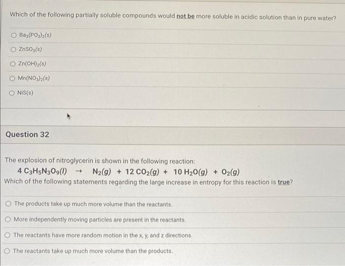 Solved Which of the following partially soluble compounds | Chegg.com
