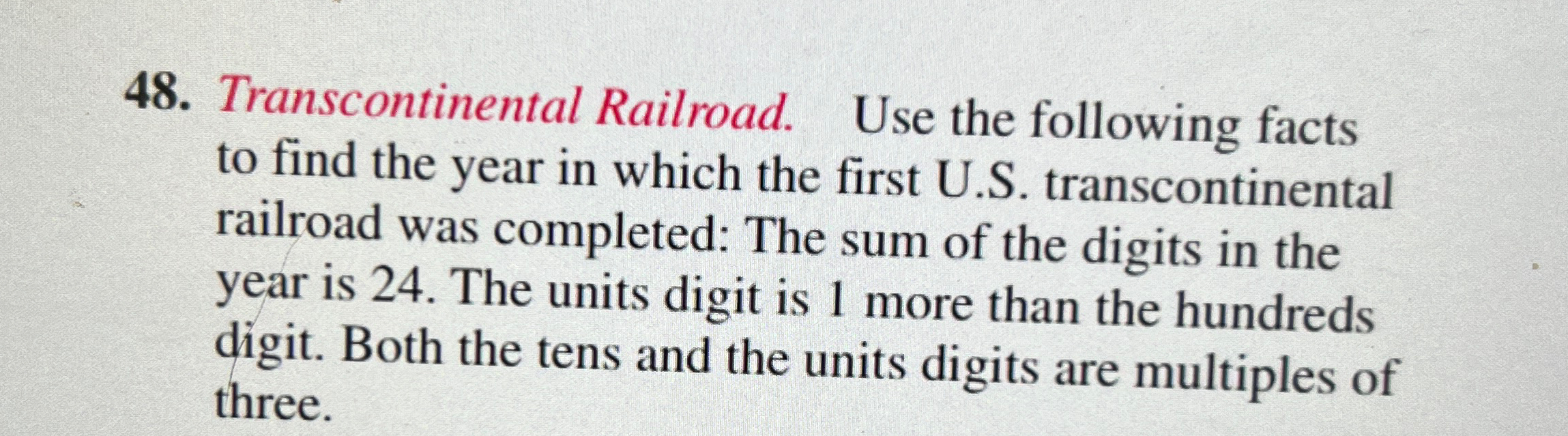 Solved Transcontinental Railroad. Use the following facts to | Chegg.com