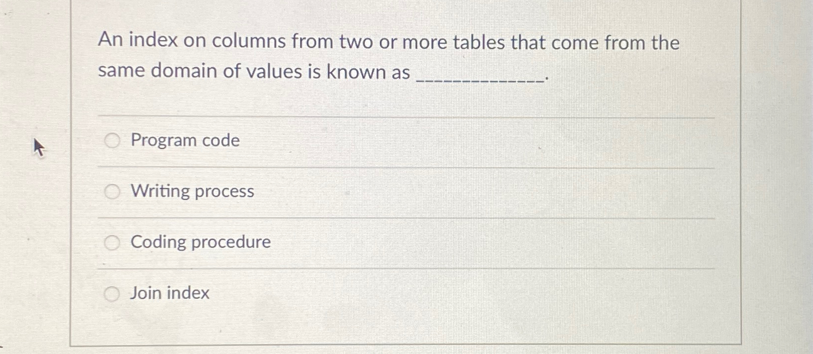 An index on columns from two or more tables that come | Chegg.com