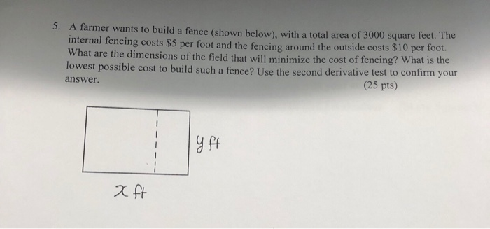 Solved 5. A farmer wants to build a fence (shown below), | Chegg.com