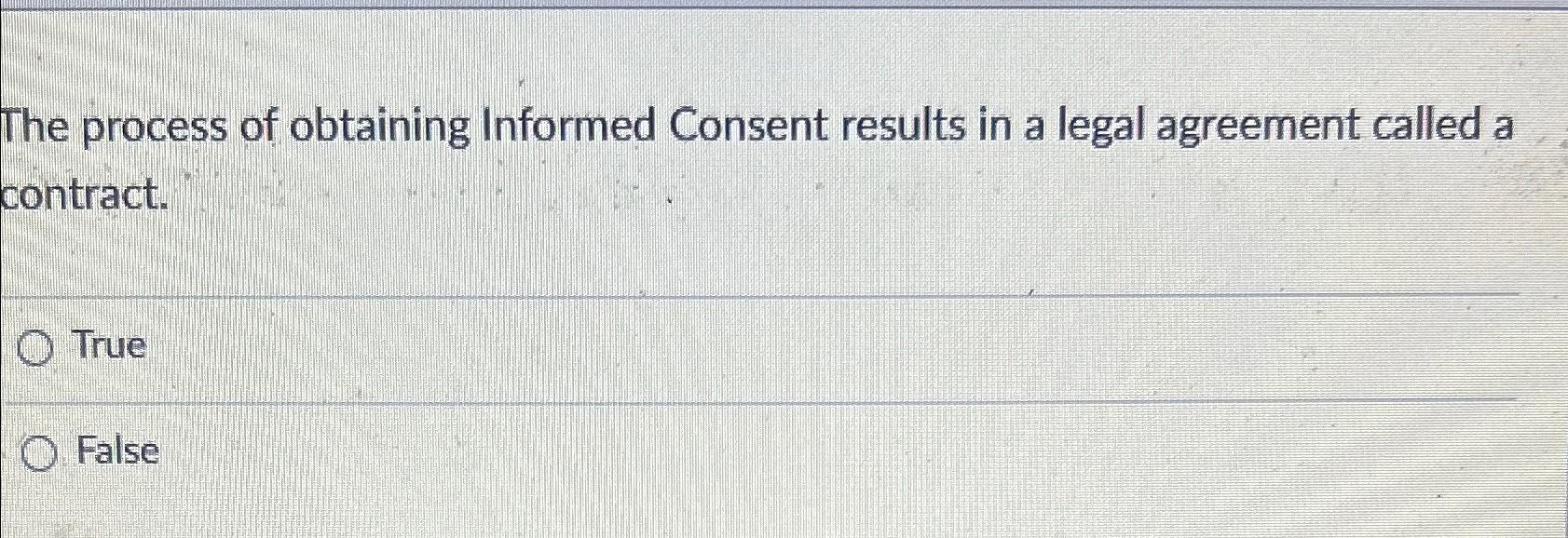 Solved The process of obtaining Informed Consent results in | Chegg.com