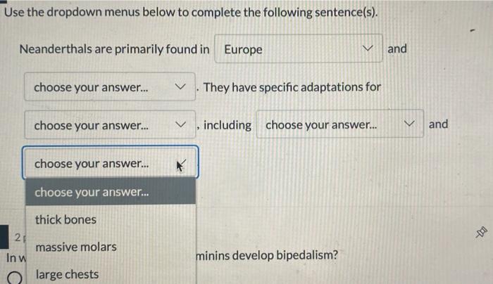 Solved Use the dropdown menus below to complete the | Chegg.com