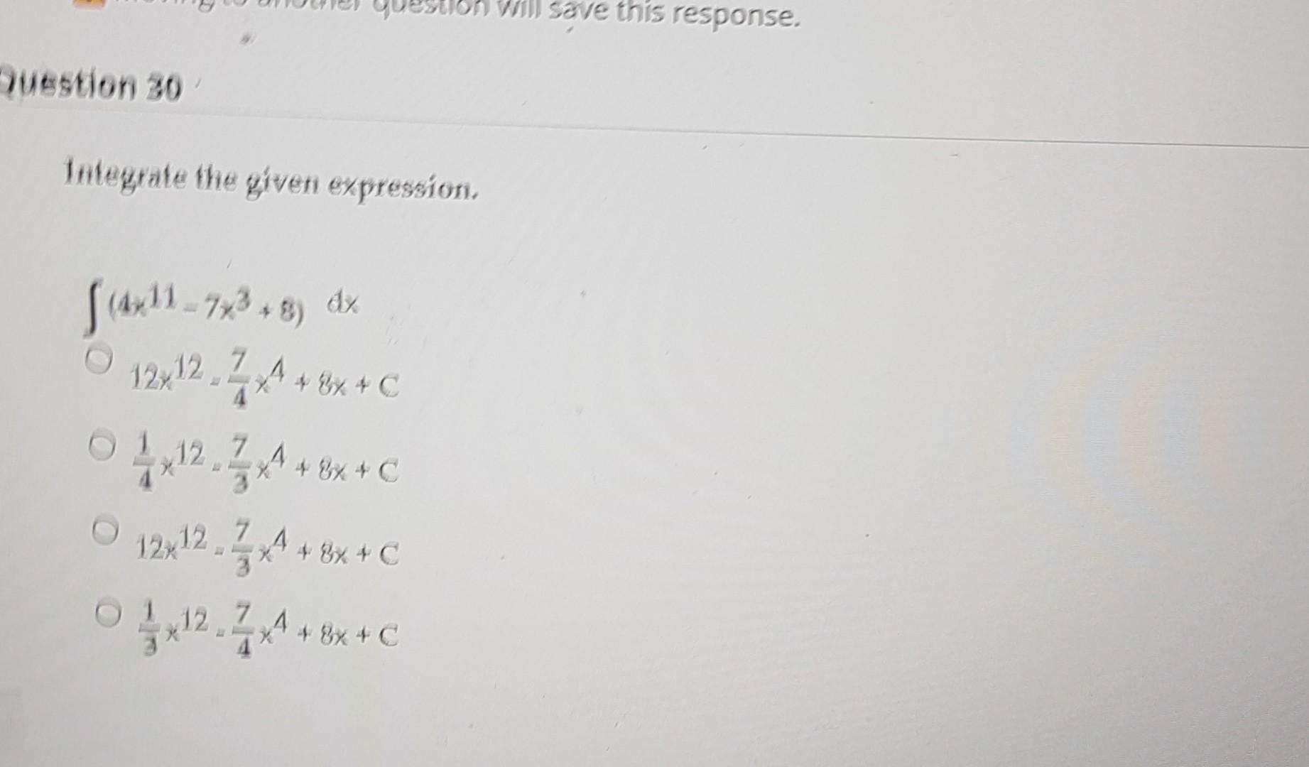 Solved Integrate the given expression. | Chegg.com