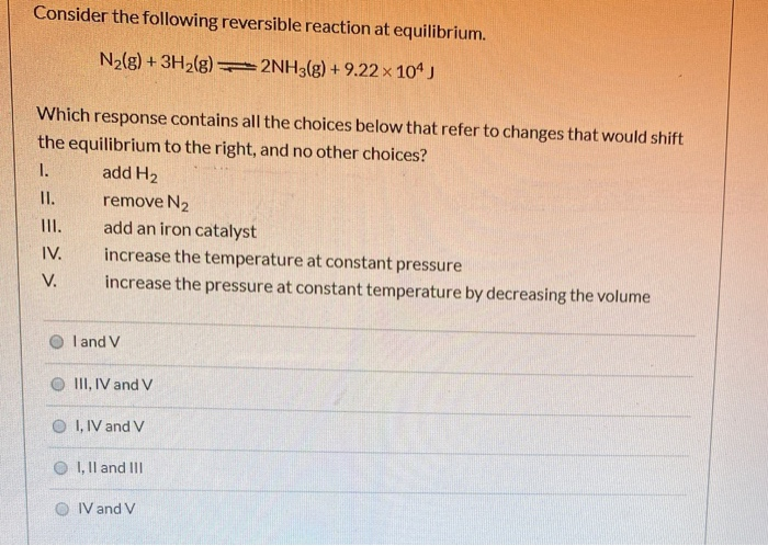 Solved Consider the following reversible reaction at | Chegg.com