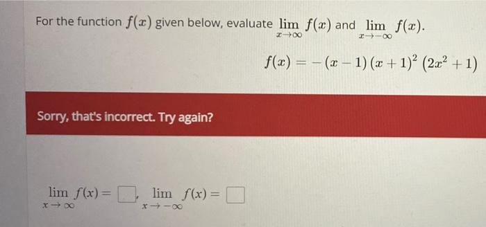 Solved For The Function F X Given Below Evaluate Lim F X