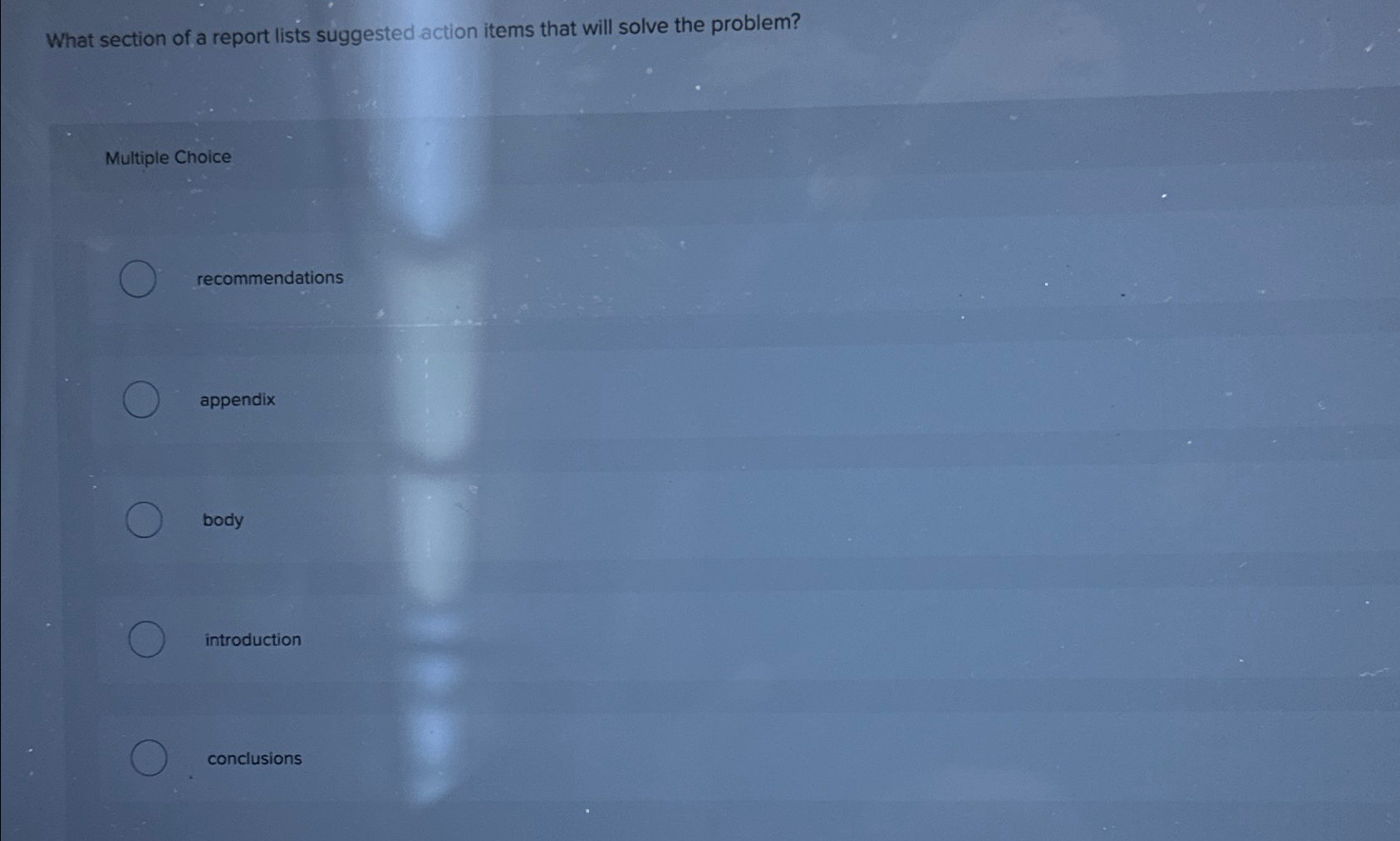 Solved What section of a report lists suggested action items | Chegg.com
