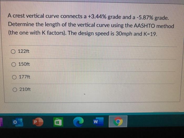 Solved A crest vertical curve connects a +3.44% grade and a | Chegg.com
