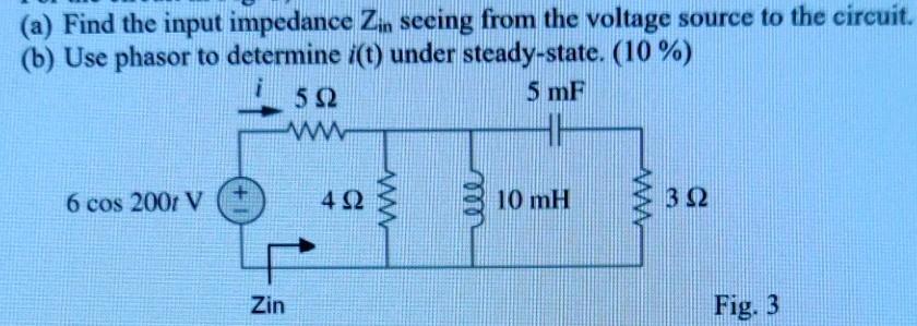 Solved (a) Find the input impedance Zin secing from the | Chegg.com