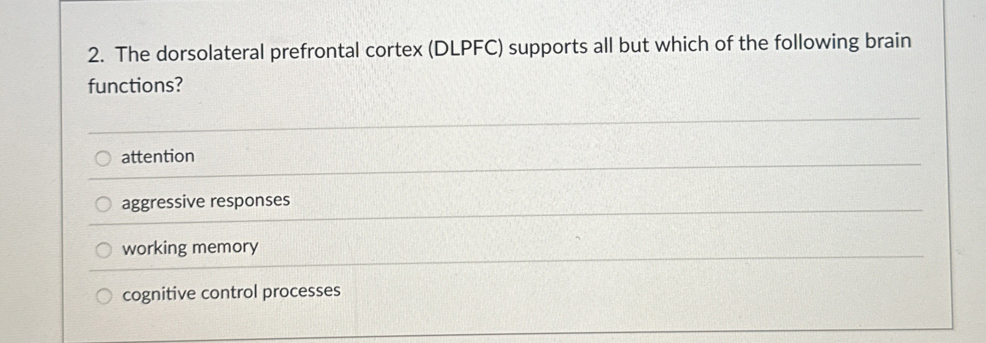 Solved The dorsolateral prefrontal cortex (DLPFC) ﻿supports | Chegg.com