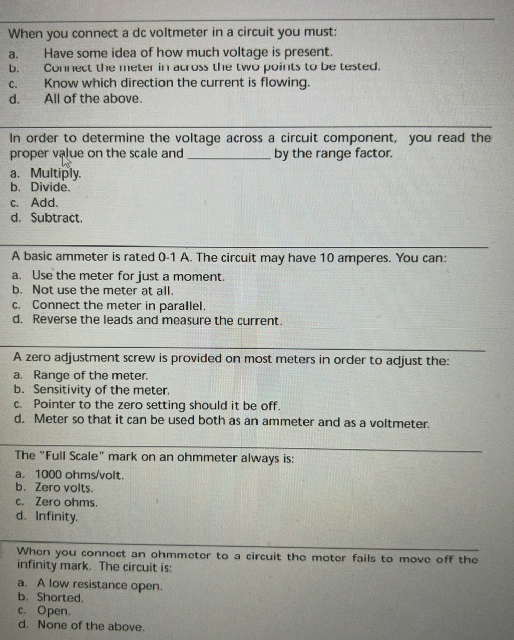 Solved When you connect a dc voltmeter in a circuit you | Chegg.com