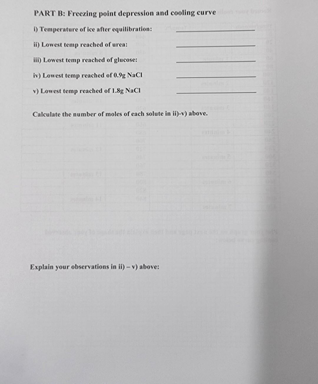 PART B: Freezing point depression and cooling curve | Chegg.com