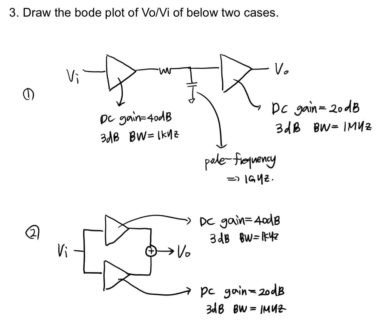 Solved Draw the bode plot of VoVi ﻿of below two cases. | Chegg.com