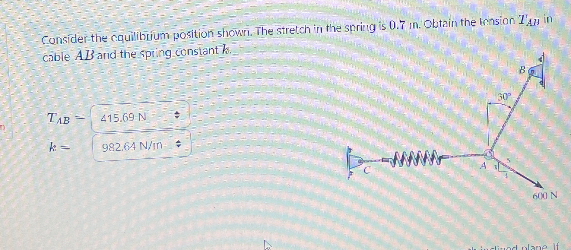Solved Consider the equilibrium position shown. The stretch | Chegg.com