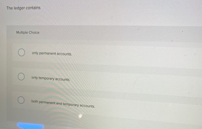 Solved The ledger contains Multiple Choice only permanent | Chegg.com