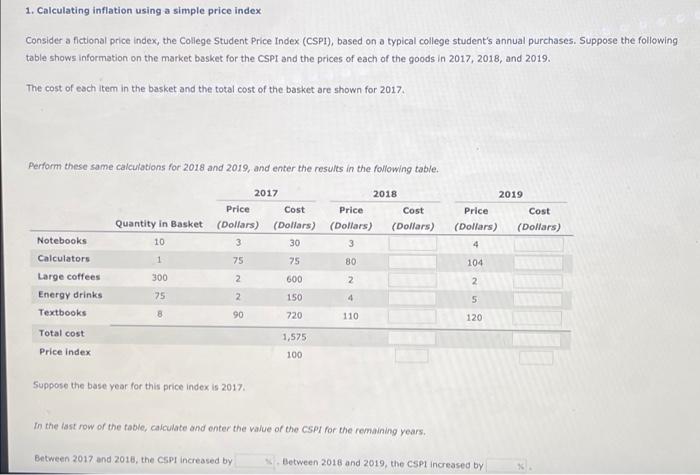 [Solved]: please help! thank you 1. Calculating inflation us