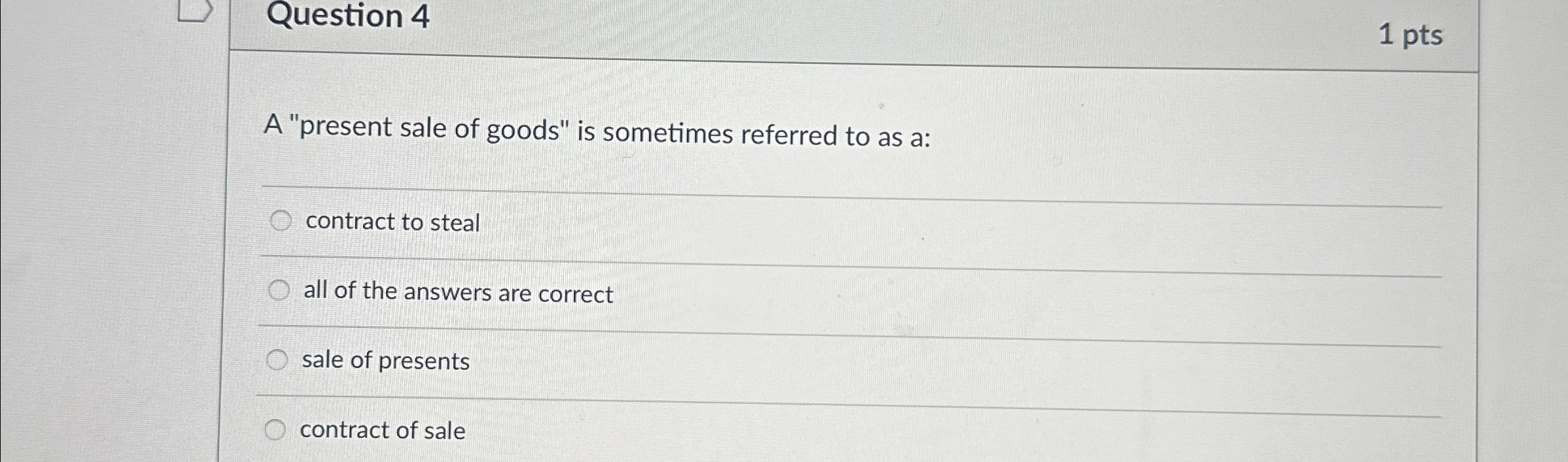 Solved Question 41 ﻿ptsA "present sale of goods" is | Chegg.com