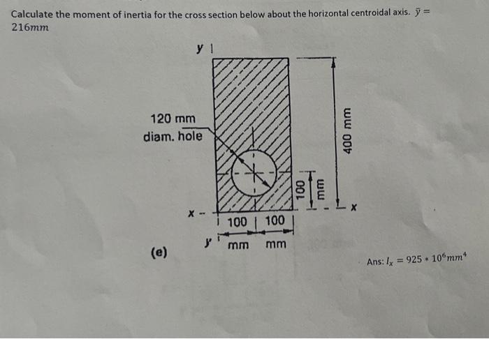Solved Calculate the moment of inertia for the cross section | Chegg.com