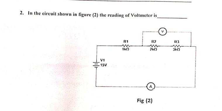 Solved In the circuit shown in figure (2) ﻿the reading of | Chegg.com