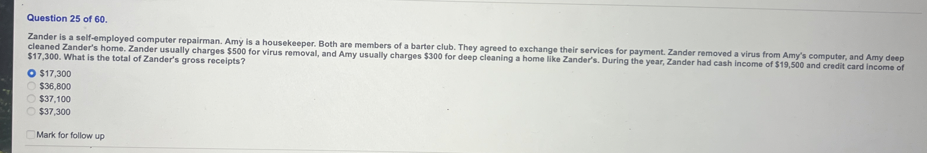 Solved Question 25 ﻿of 60.Zander is a self-employed computer | Chegg.com