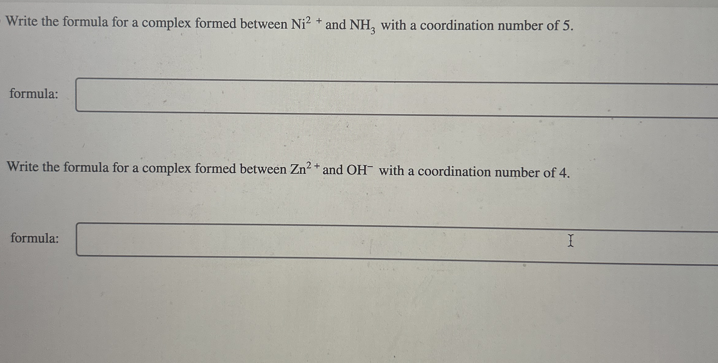 Solved Write the formula for a complex formed between Ni2 | Chegg.com
