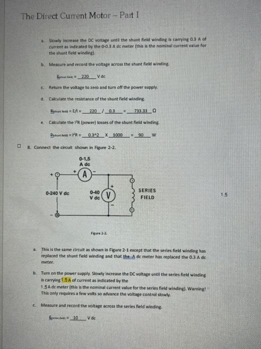 Solved Experiment 2 The Direct Current Motor - Part I | Chegg.com