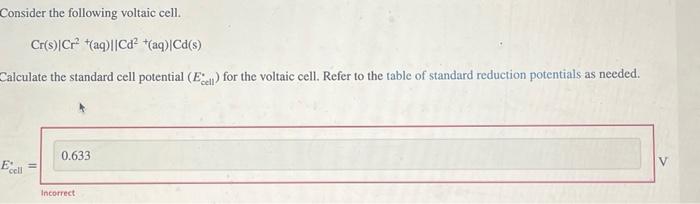 Solved Consider the following voltaic cell. | Chegg.com