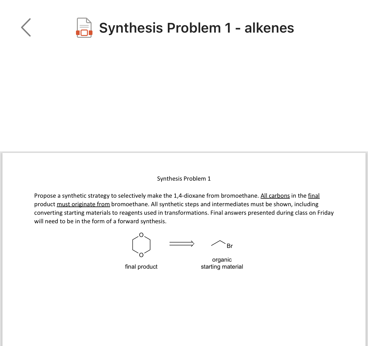 Synthesis Problem 1 - ﻿alkenesSynthesis Problem | Chegg.com