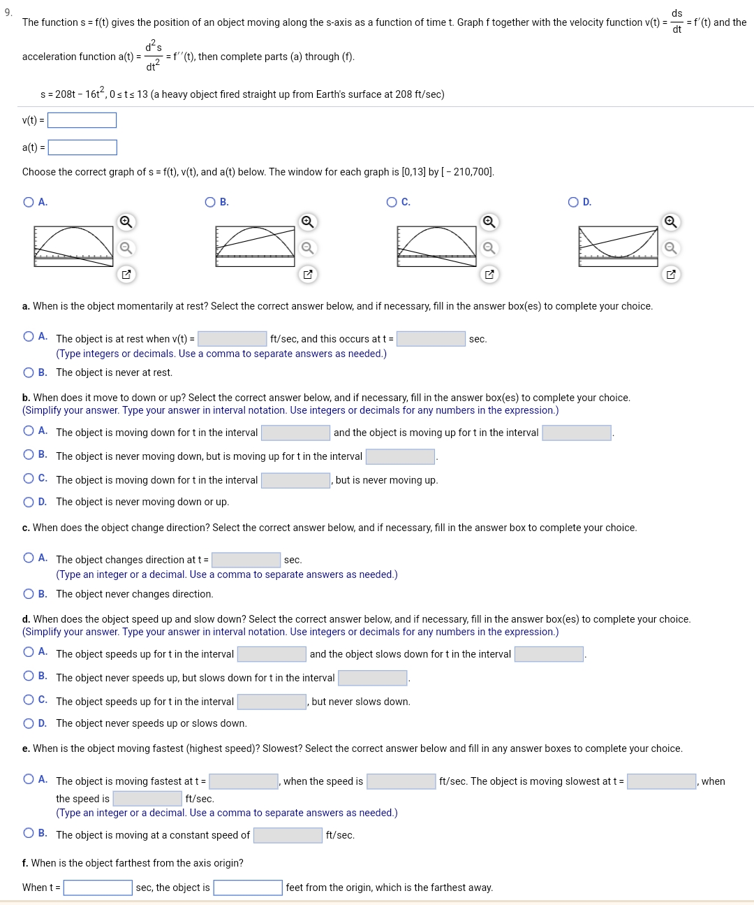 Solved The Function S F T ﻿gives The Position Of An Object