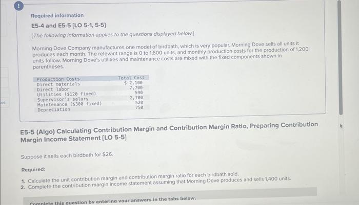 Solved Required information E5-4 and E5-5 [LO 5-1, 5-5] [The | Chegg.com