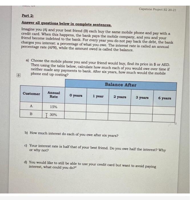 Solved Math, G9 Capstone Project S2 20-21 Part 3: In fact, | Chegg.com