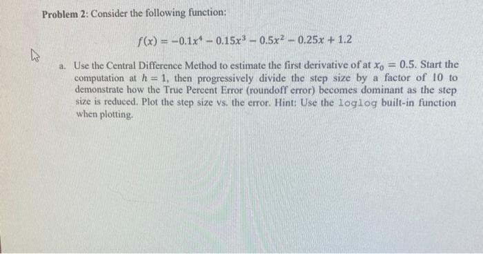 Solved Problem 2: Consider the following function: | Chegg.com