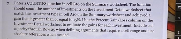 ca 7. Enter a COUNTIFS function in cell B10 on the | Chegg.com