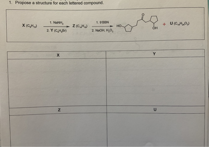 Solved 1. Propose a structure for each lettered compound. | Chegg.com
