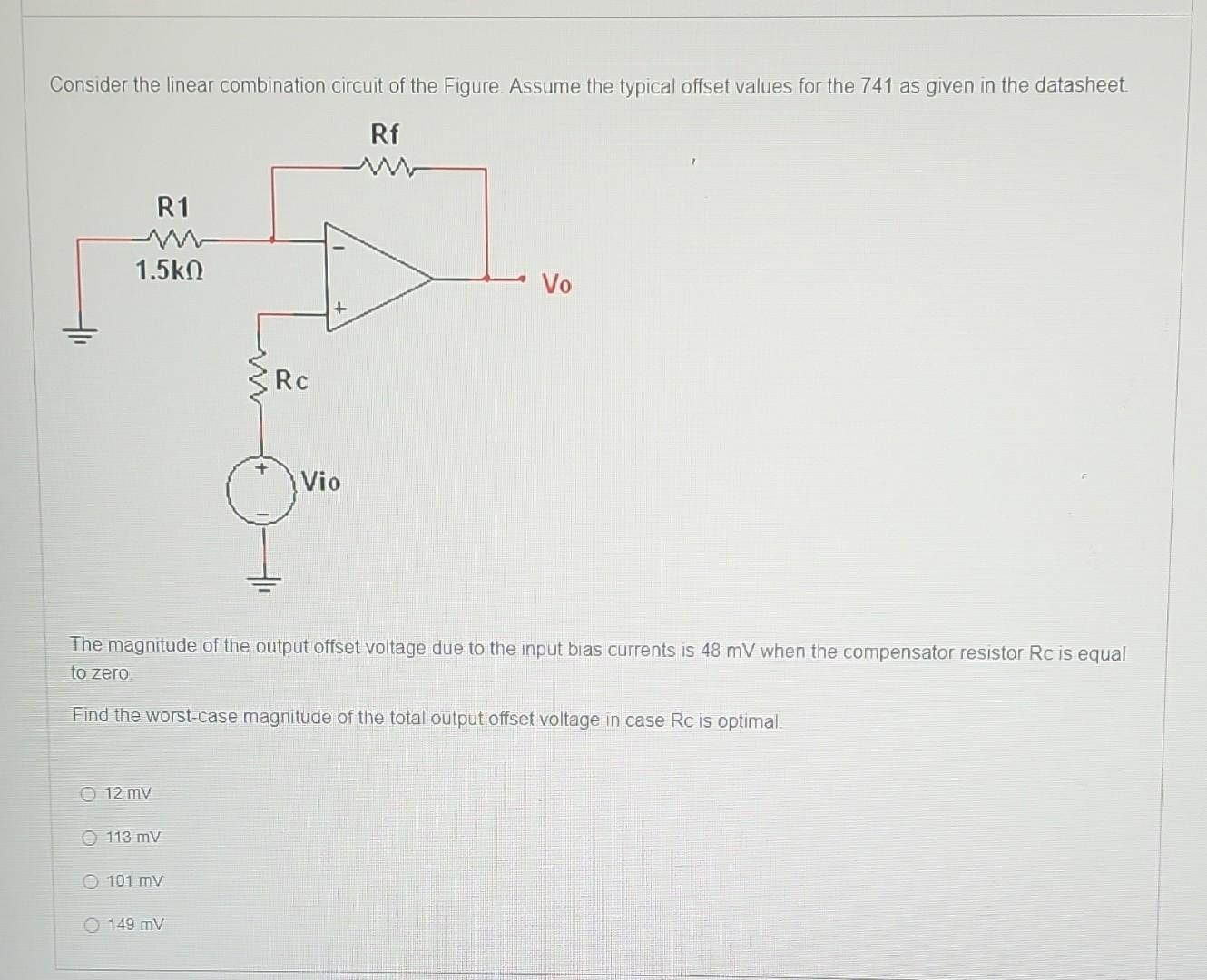 Consider the linear combination circuit of the | Chegg.com