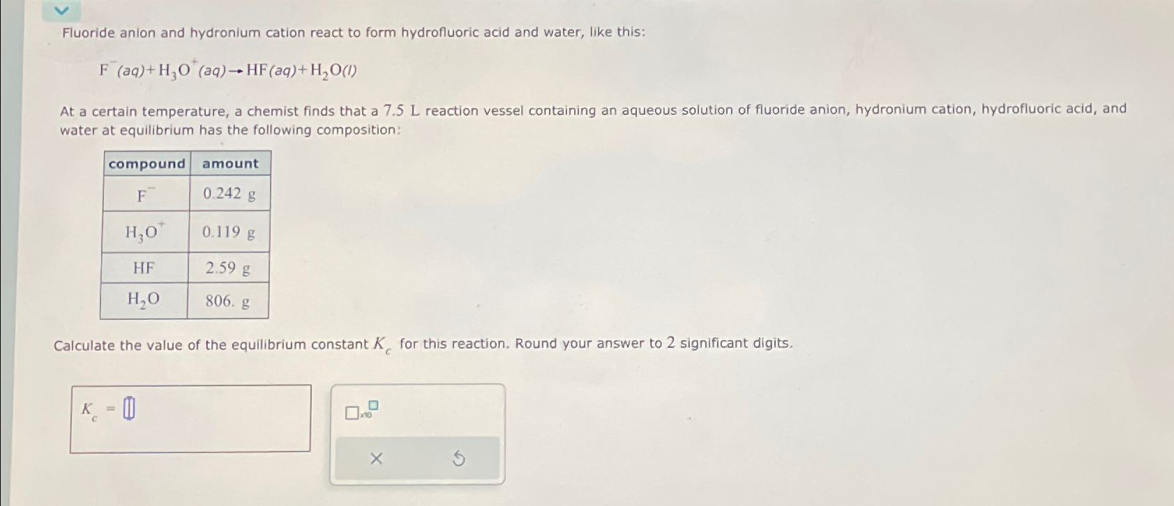 Solved Fluoride anion and hydronium cation react to form | Chegg.com