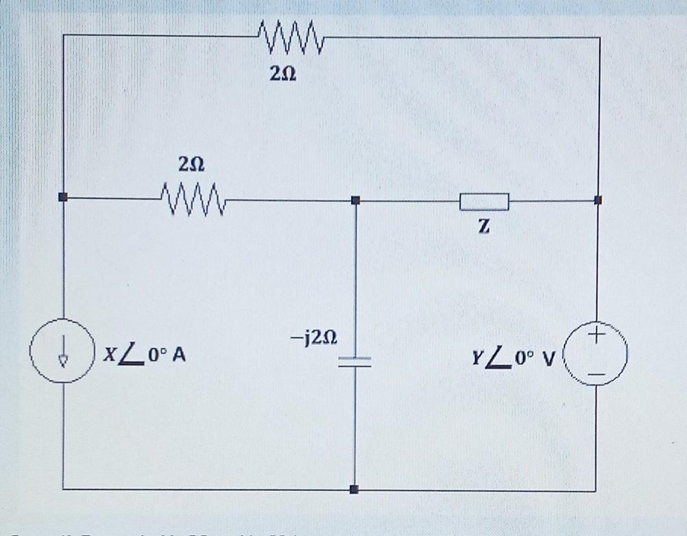 Solved in the circuit x=28 and y=69, calculate the Z | Chegg.com