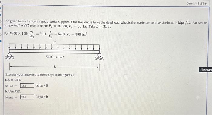 The given beam has continuous lateral support. If the | Chegg.com