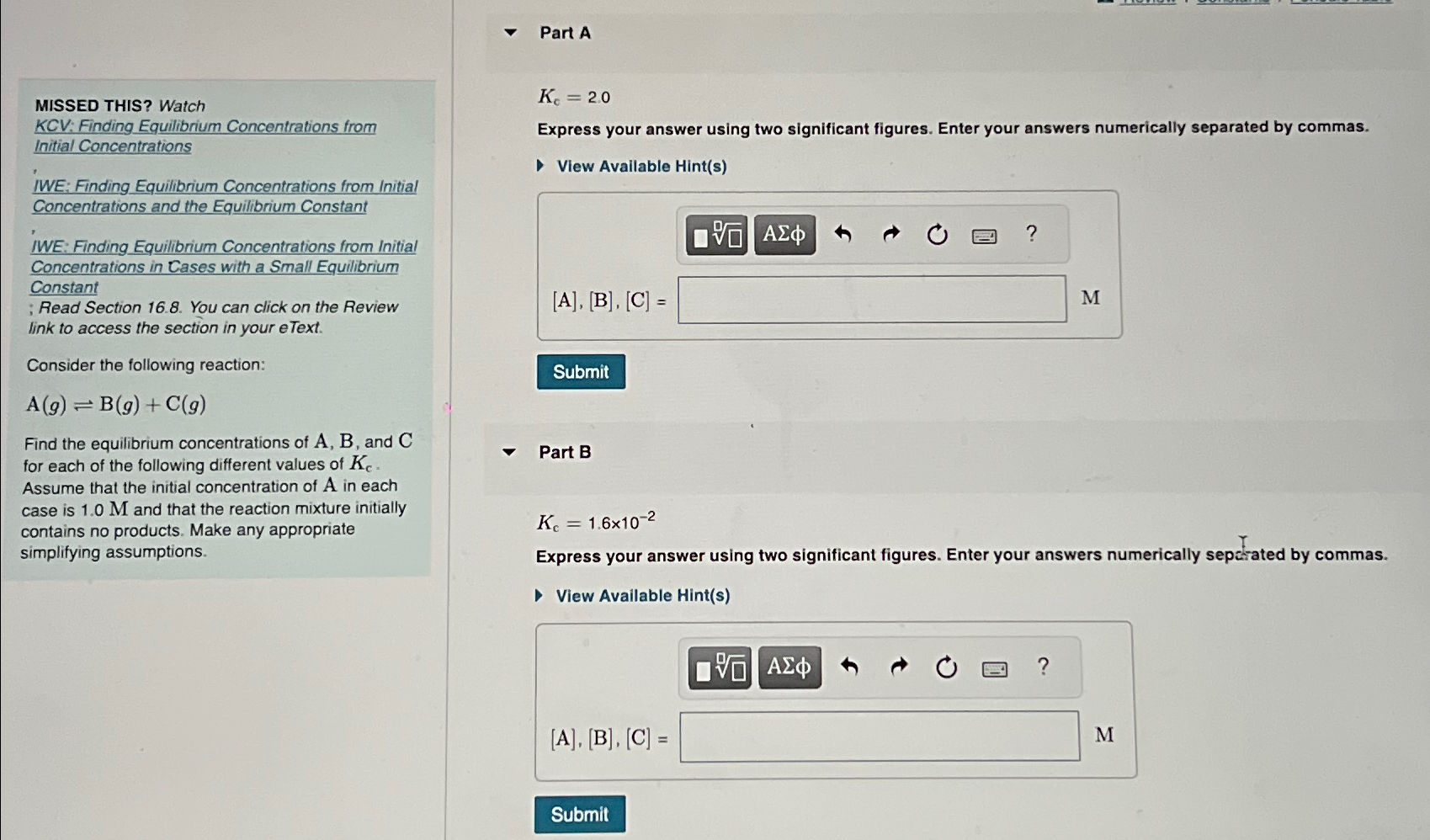 Solved Part AMISSED THIS? WatchKCV: Finding Equilibrium | Chegg.com