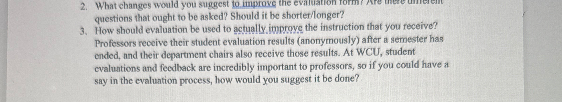 Solved What changes would you suggest to improve the | Chegg.com