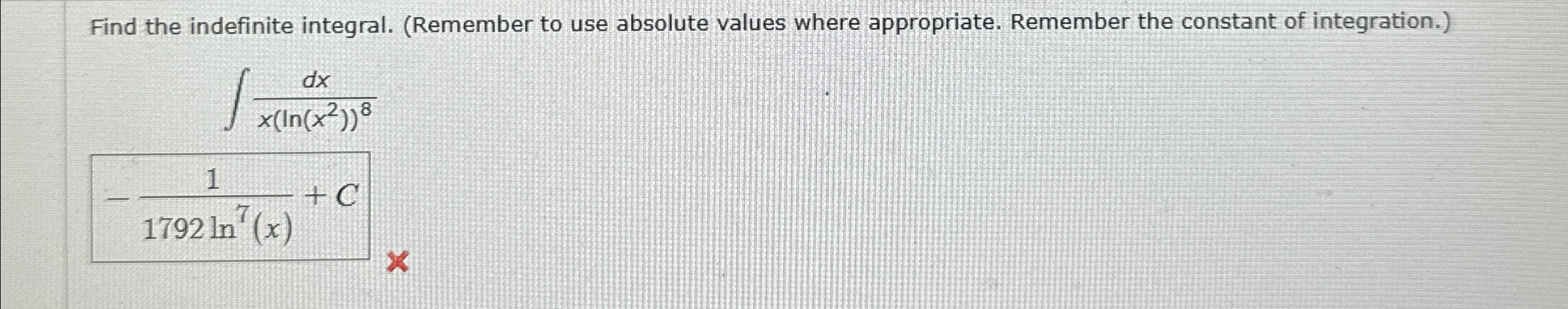 Solved Find the indefinite integral. (Remember to use | Chegg.com