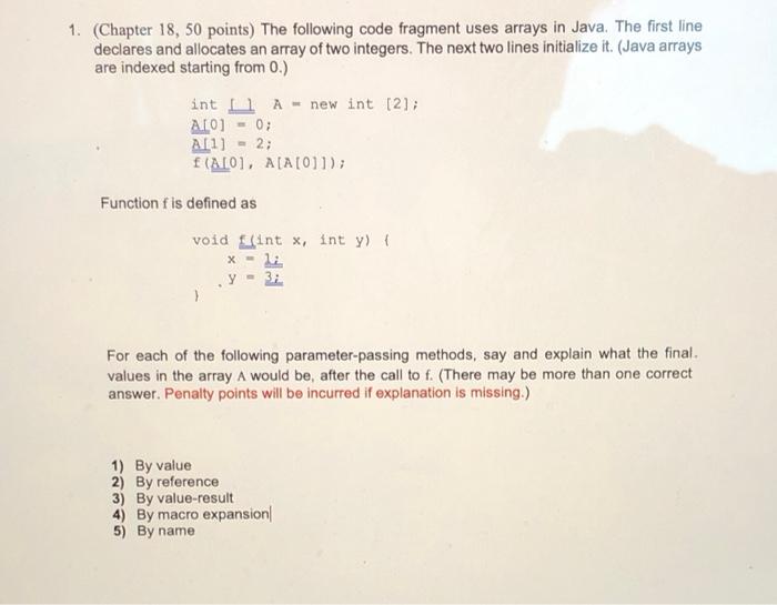 Solved 1. (Chapter 18, 50 points) The following code | Chegg.com