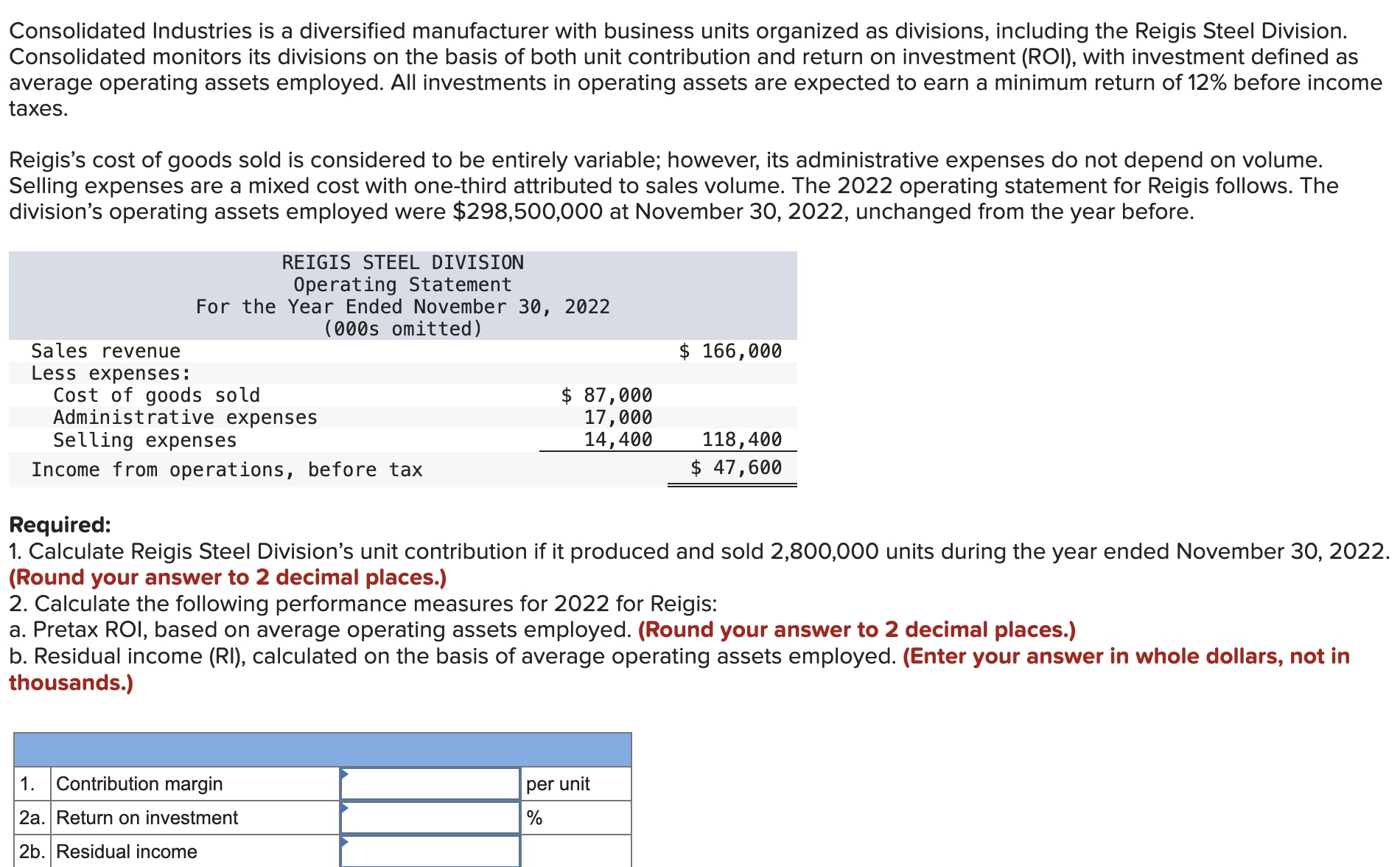 Solved average operating assets employed. All investments in | Chegg.com