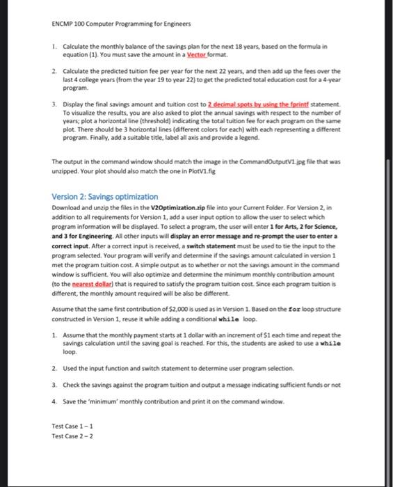 Solved ENCMP 100 Computer Programming for Engineers Lab | Chegg.com