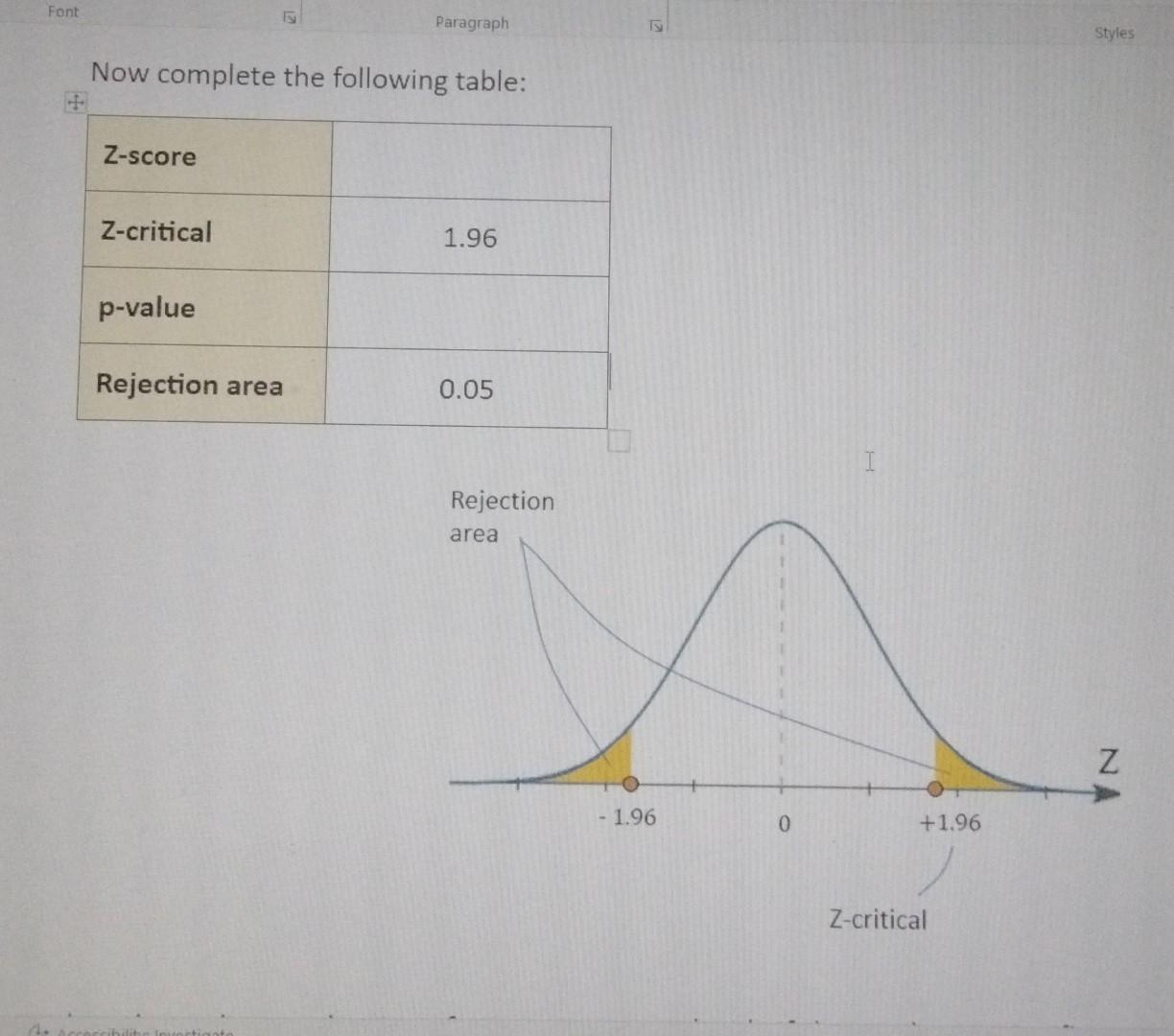 Solved Now complete the following table: Z-critical | Chegg.com