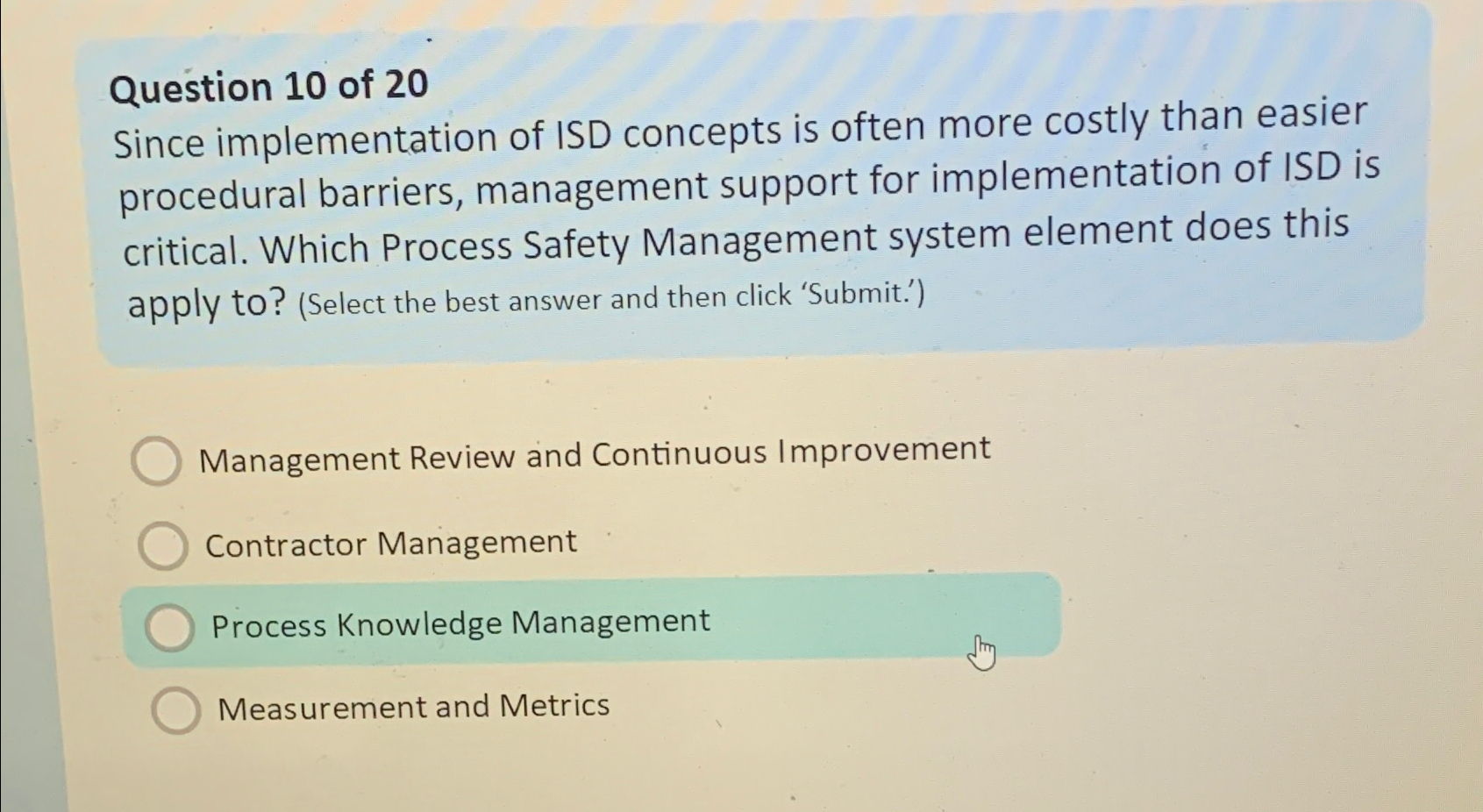 Solved Question 10 ﻿of 20Since implementation of ISD | Chegg.com