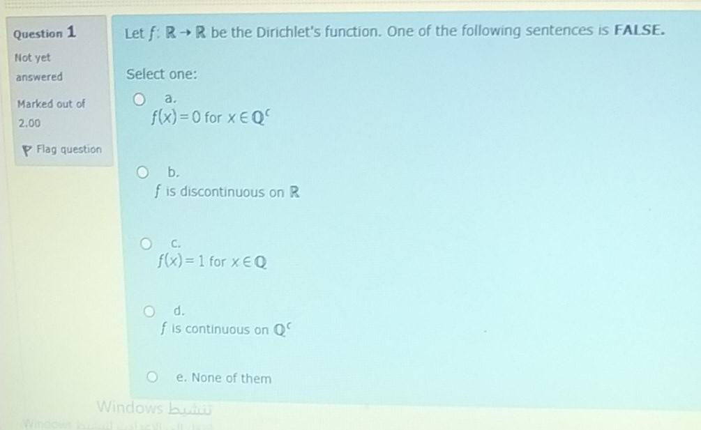 Solved Question 1 Let F R R be the Dirichlet's function. One | Chegg.com