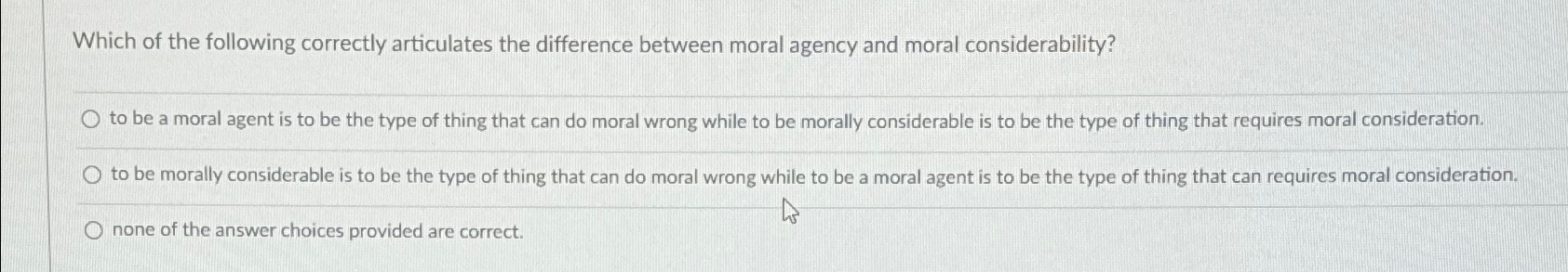 Solved Which of the following correctly articulates the | Chegg.com