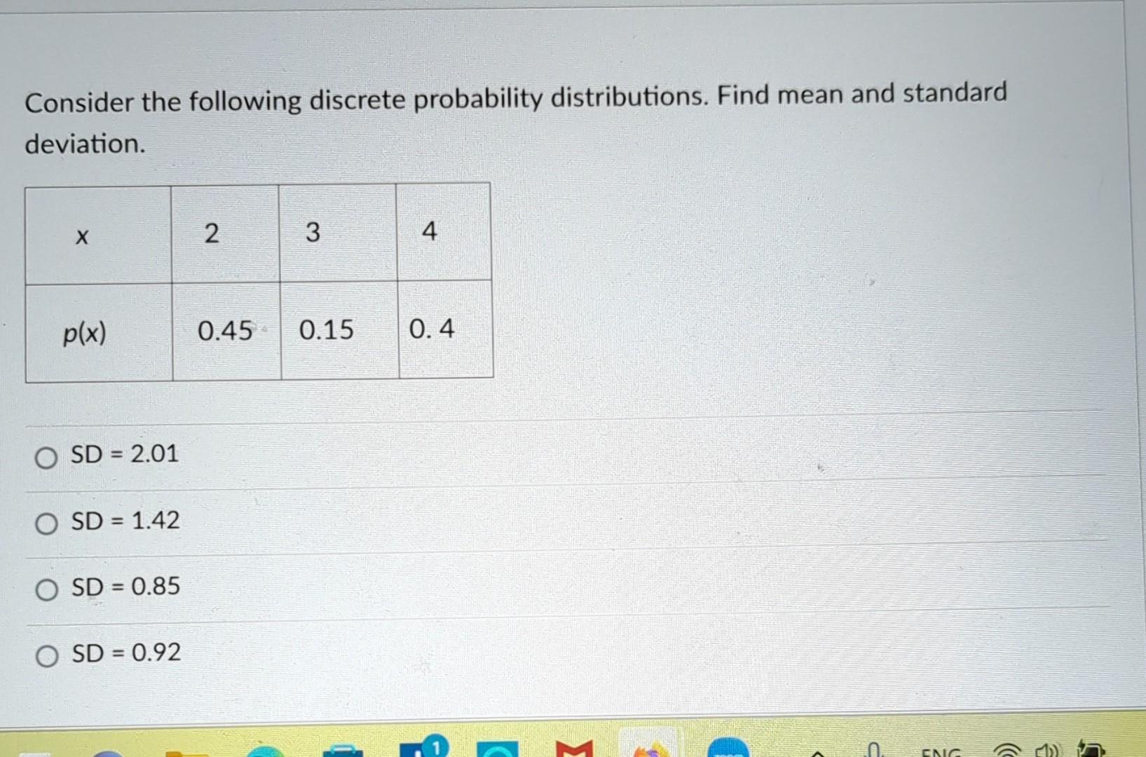 Solved Consider the following discrete probability | Chegg.com